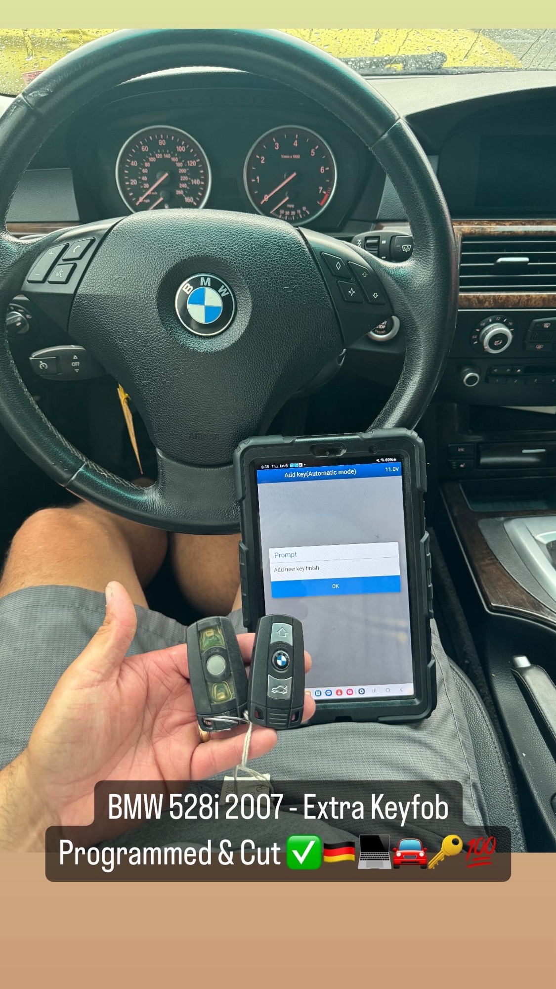 BMW 528i 2007 – Extra Keyfob Programmed & Cut 🇩🇪💻🚘🔑💯 – Bimmer Programming, Coding, Keyfobs, Carplay