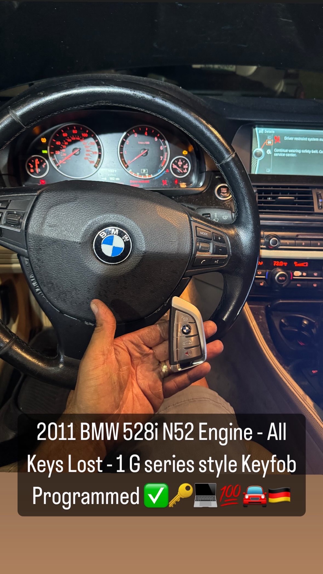 2011 BMW 528i N52 Engine – All Keys Lost – 1 G series style Keyfob ...