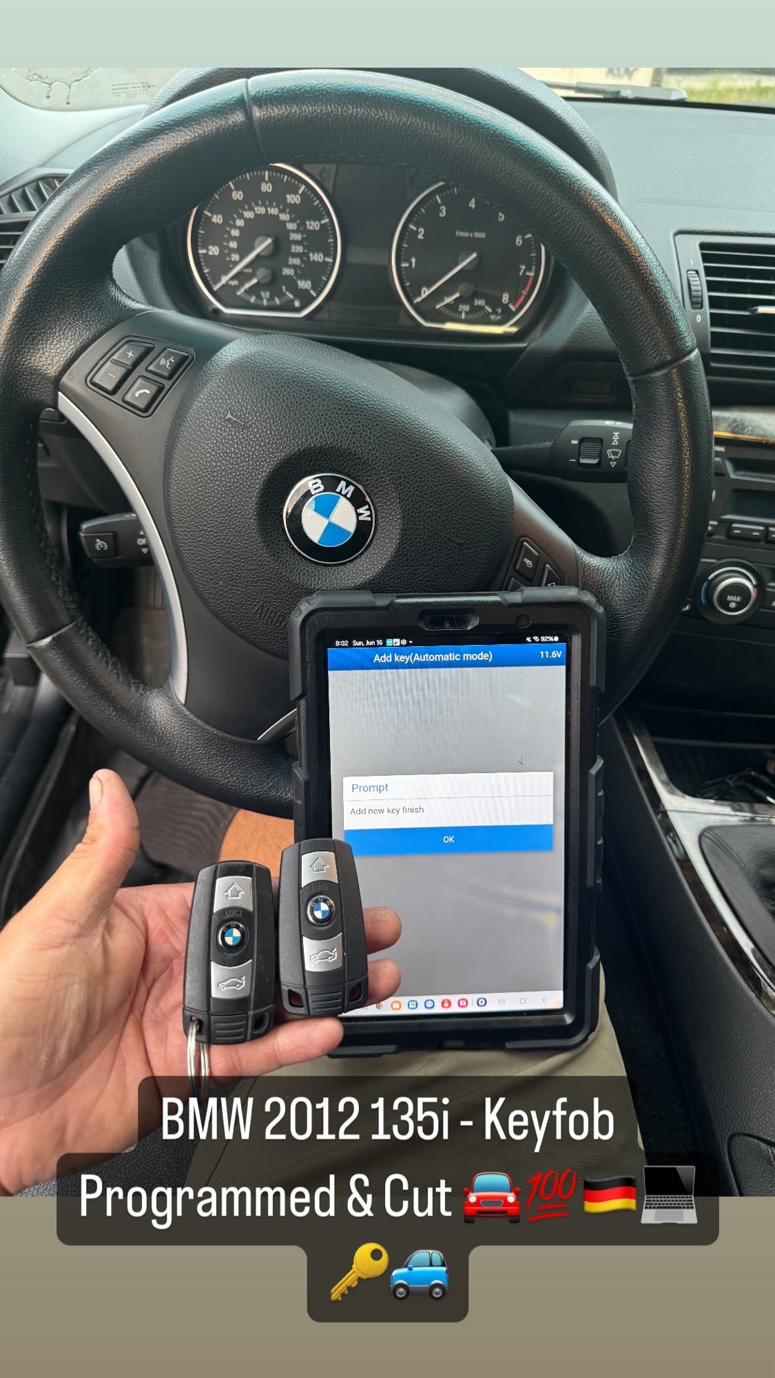 BMW 2012 135i – Keyfob Programmed & Cut 🚘💯🇩🇪💻🔑🚙 – Bimmer Programming, Coding, Keyfobs, Carplay