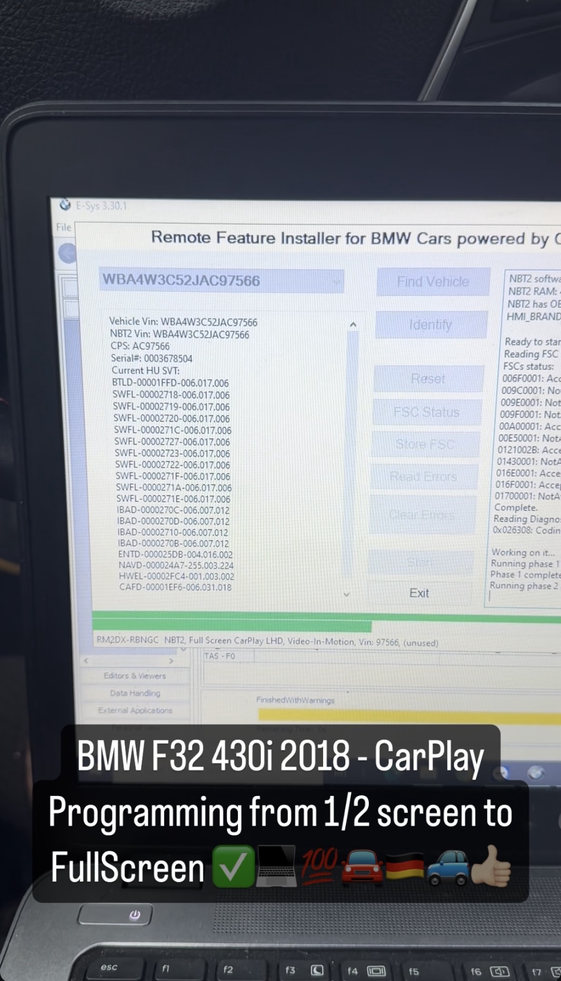 BMW F32 430i 2018 – CarPlay Programming from 1/2 screen to FullScreen 💻💯🚘🇩🇪🚙👍🏻 – Bimmer ...